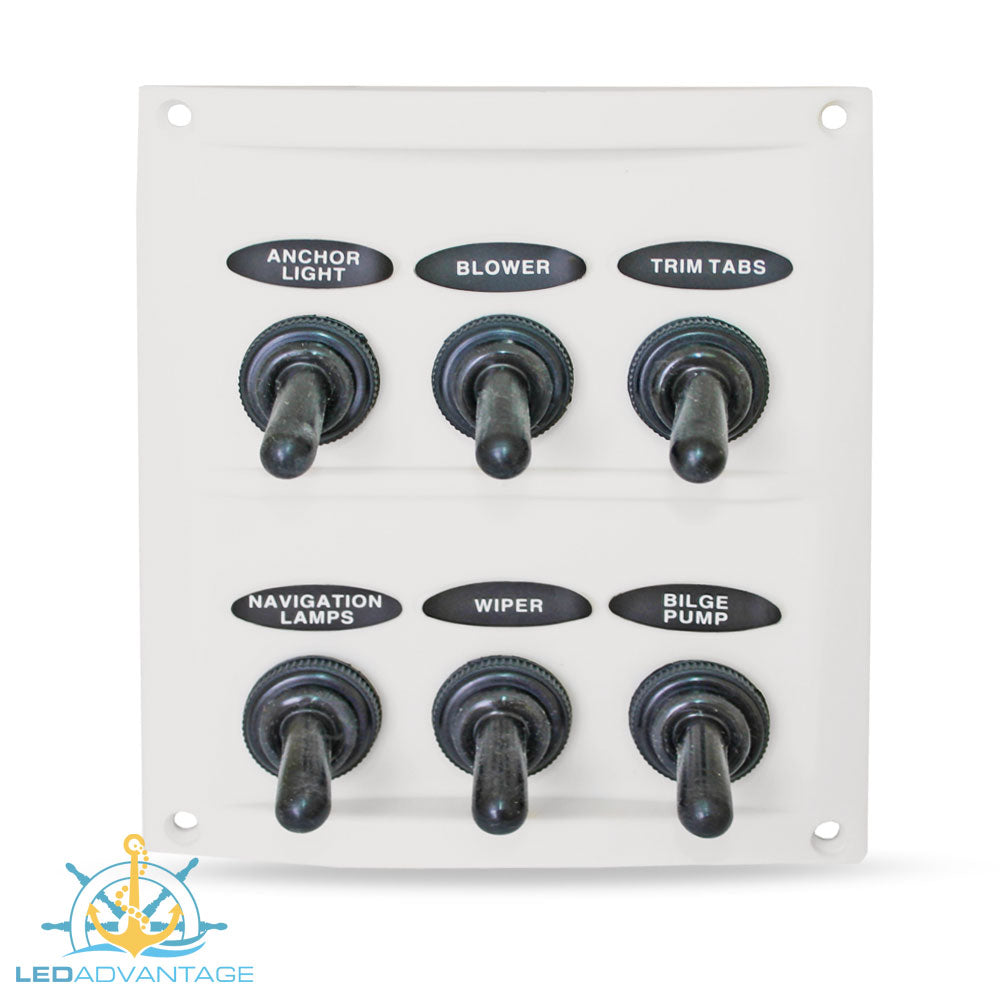 12v/24v Splashproof White 6 Gang Switch Panel | RWB2094 LEDADVANTAGE