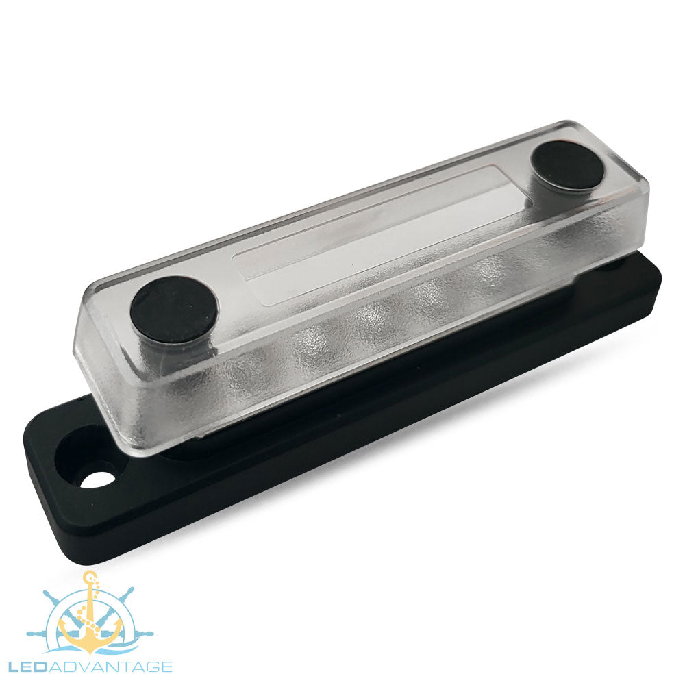 12v/24v 5-Way 2 Stud 50A/100A Buss Bar with Clear Cover & Labels ...