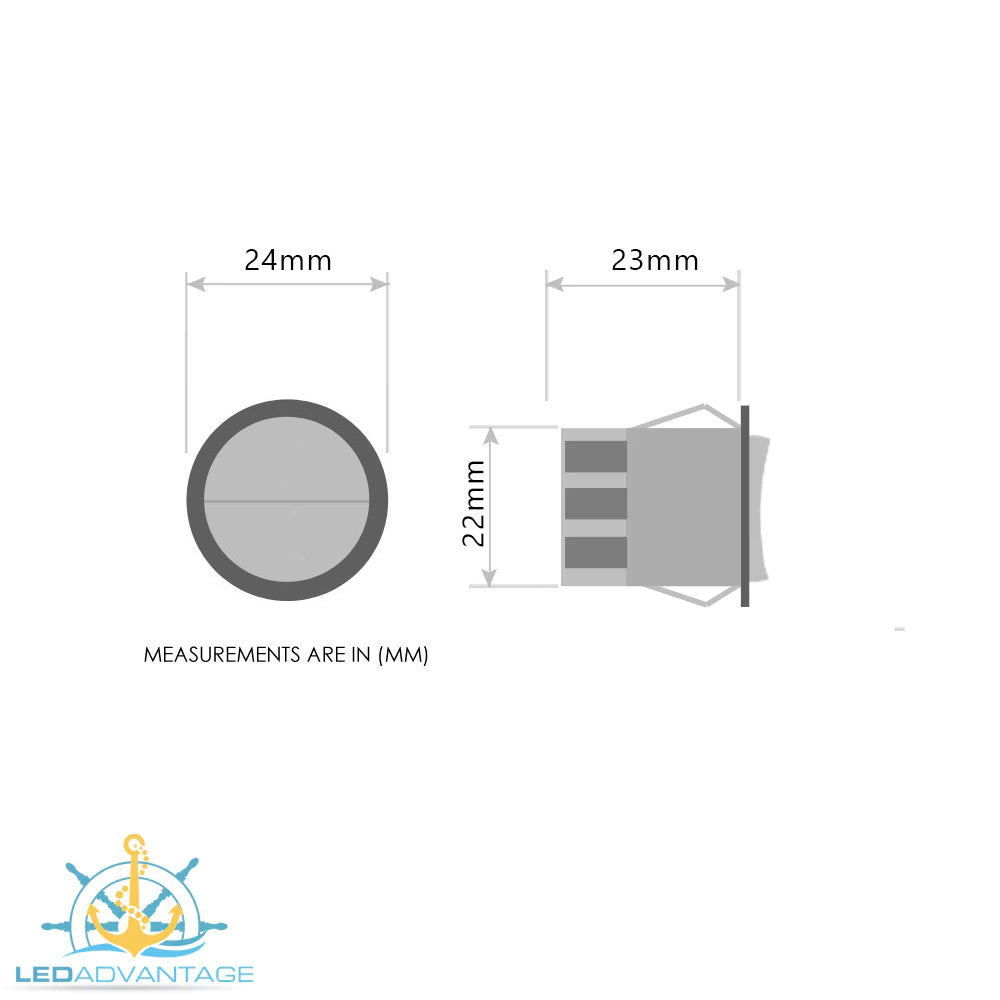 12v Compact Round Three-Way Momentary (On)/Off/(On) Rocker Switches (A ...