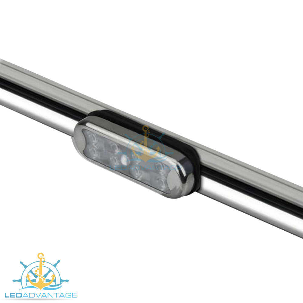 12v 2 Watt LED Rail Bimini Mounted Light S/S Cover & Inbuilt Switch ...