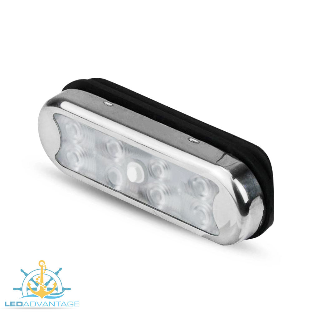 12v 2 Watt LED Rail Bimini Mounted Light S/S Cover & Inbuilt Switch ...