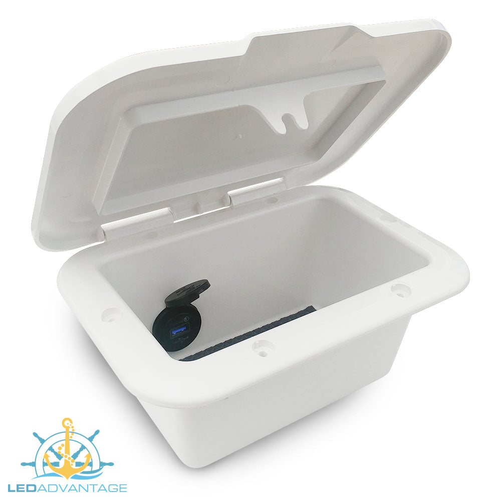 White Compact Recessed Storage Box & USB Charger Sale Australia ...