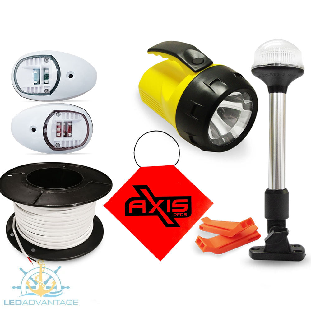 5 Piece White LED Navigation Kit: 12v Fold Down Anchor Light + 12v Por ...